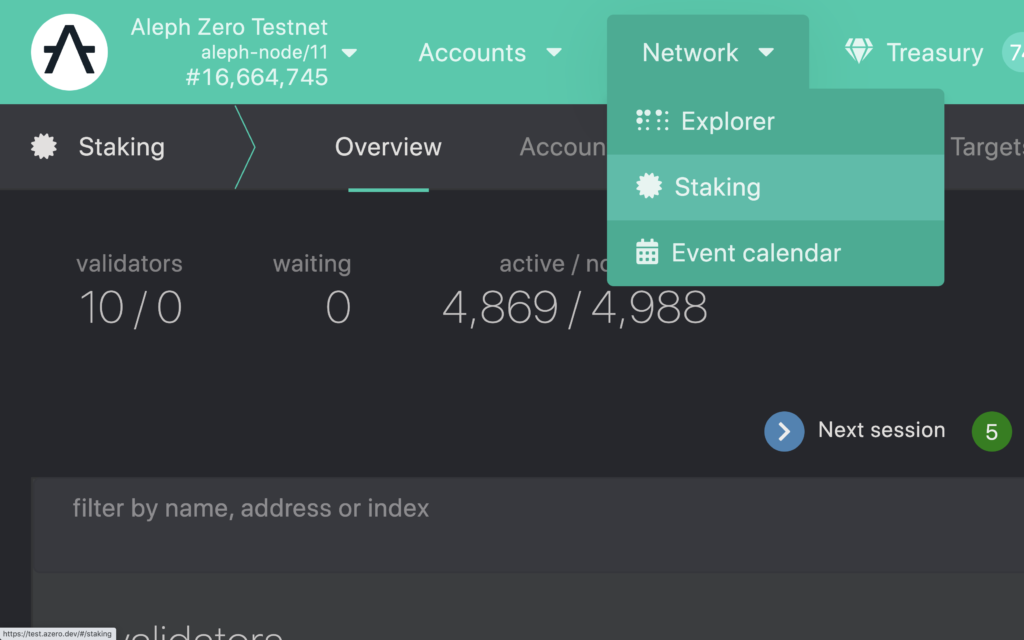 How to Navigate the Aleph Zero Staking Menu