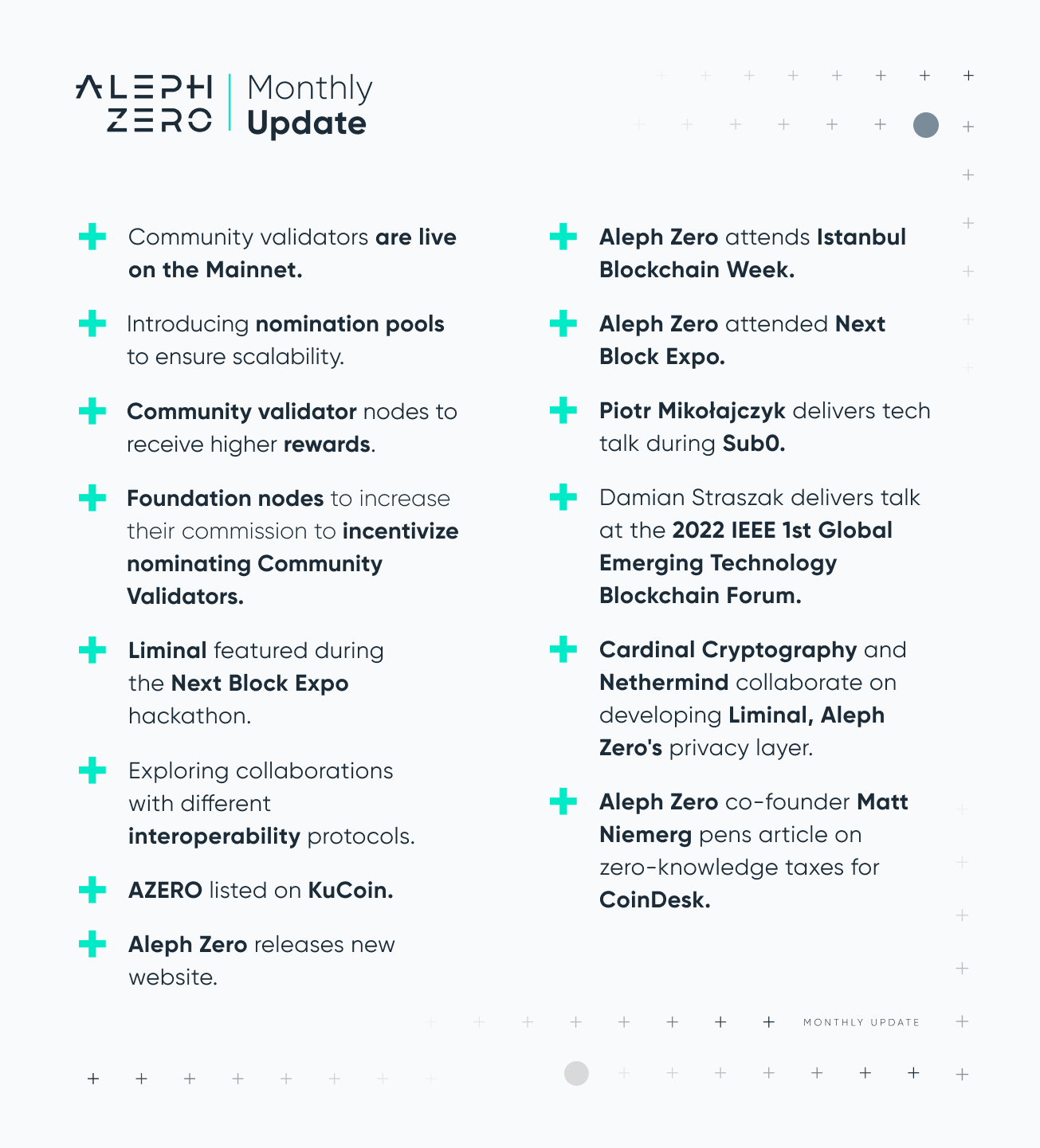 Aleph Zero Monthly Update: External Validators and Liminal