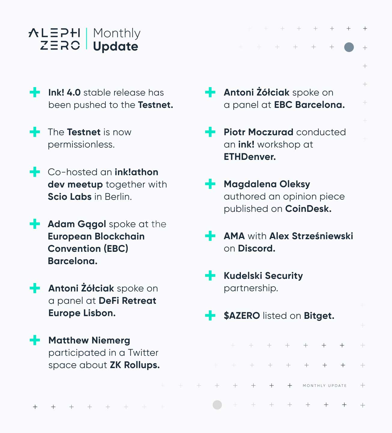 Aleph Zero Monthly Update: Smart Contracts and Kudelski Security