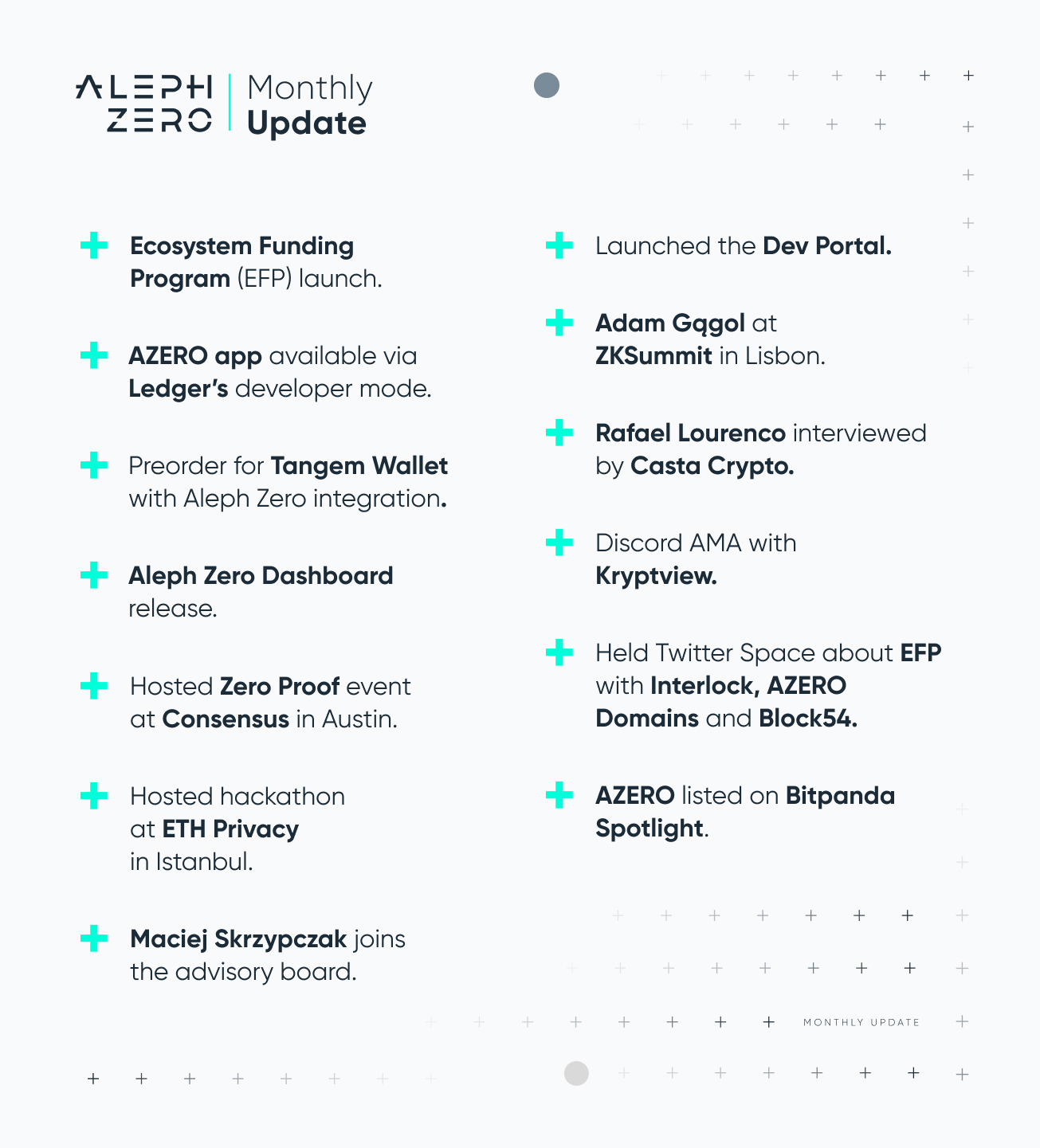 Monthly Update: EFP, Dashboard, Dev Portal, and more - Aleph Zero Blog